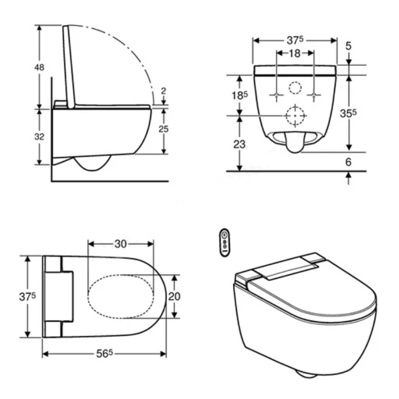 Geberit AquaClean Alba WC puodas su apiplovimo funkcija ir "Soft Close ...