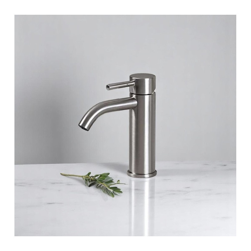 QD MagistroLab CURVY praustuvo maišytuvas su click-clack dugno vožtuvu, BRUSHED NIKEL ...