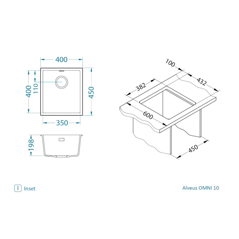ALVEUS Omni 10 granitinė plautuvė (pasirenkama spalva) - laikasnamams.lt