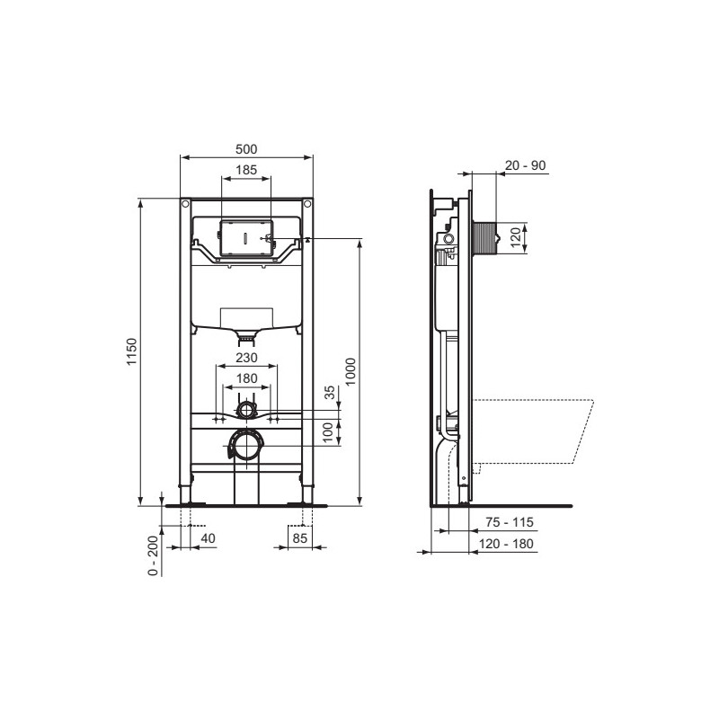Ideal Standard PROSYS 120M Potinkinis WC rėmas, R020467 - laikasnamams.lt