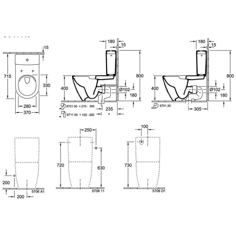 Villeroy&Boch Subway Rimless klozetas be bakelio ir dangčio ...