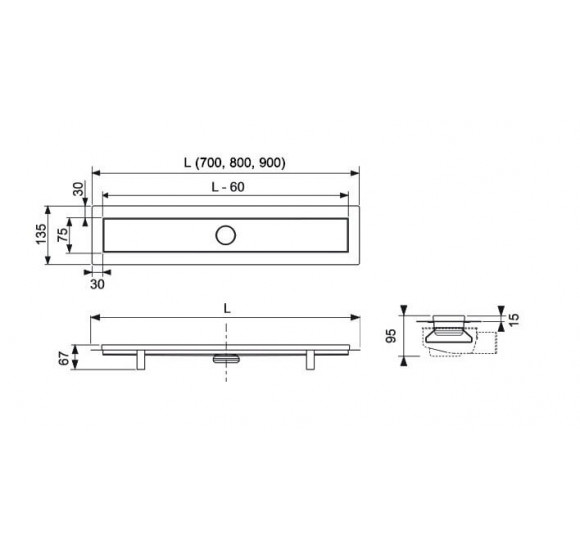 TECElinus dušo latakas su grotelėmis įklijuojamai plytelei 2in1 ...