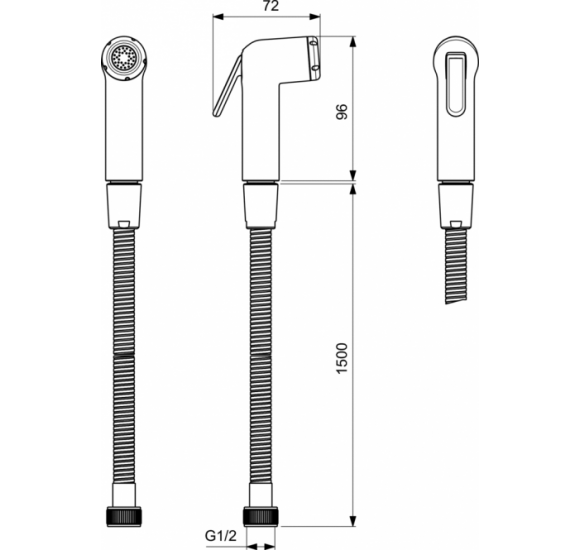 Ideal Standard bideta dušelis su 1500mm metaline žarna G1/2 , 7,6 l/min ...