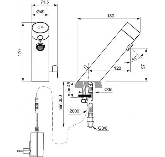 Ideal Standard SensorFlow NEW sensorinis maišytuvas praustuvui, A7559AA ...